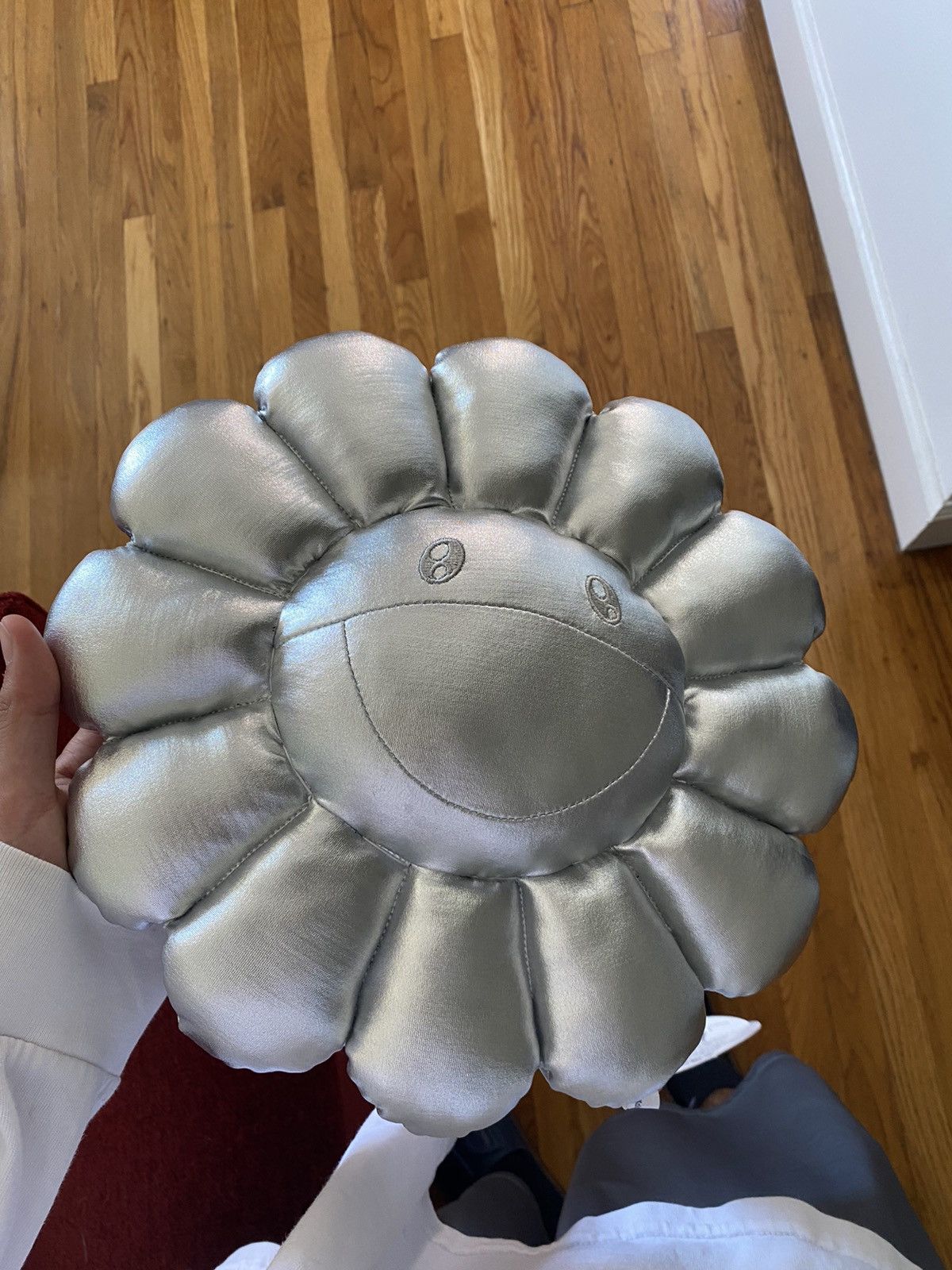 Takashi Murakami Chrome Flower Pillow | Grailed
