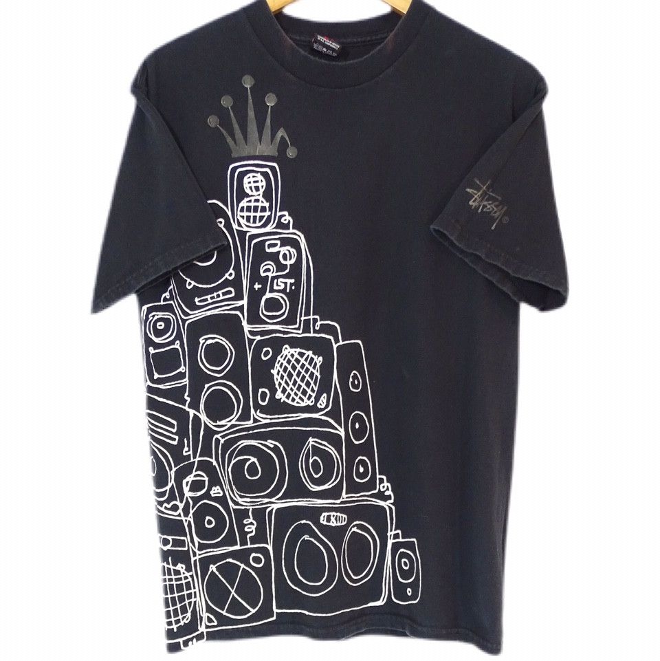 Stussy Stussy Vintage Speaker Tower Logo Black T-Shirt - M Stussy Stussy Vintage Speaker Tower Logo Black T-Shirt - M