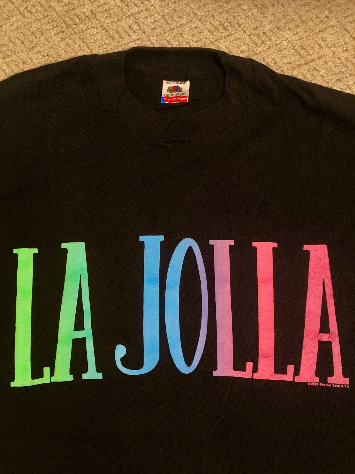 Vintage 1989 La Jolla Neon Font Logo Narcos Drug Cartel Made USA 90s ...