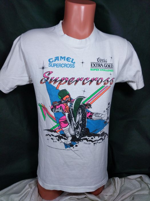 Vintage Vtg 90s Camel Supercross T-Shirt Medium White Made In USA | Grailed