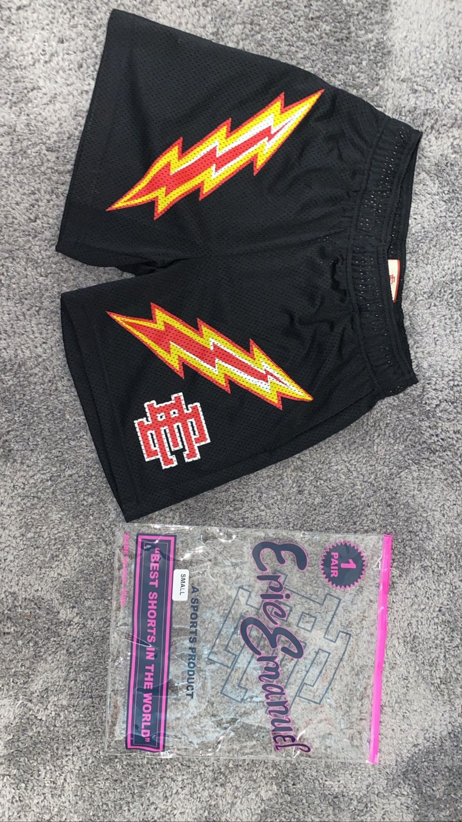 Eric Emanuel ⚡️Eric Emanuel EE Shorts Thunder Lightning Black Red Size ...
