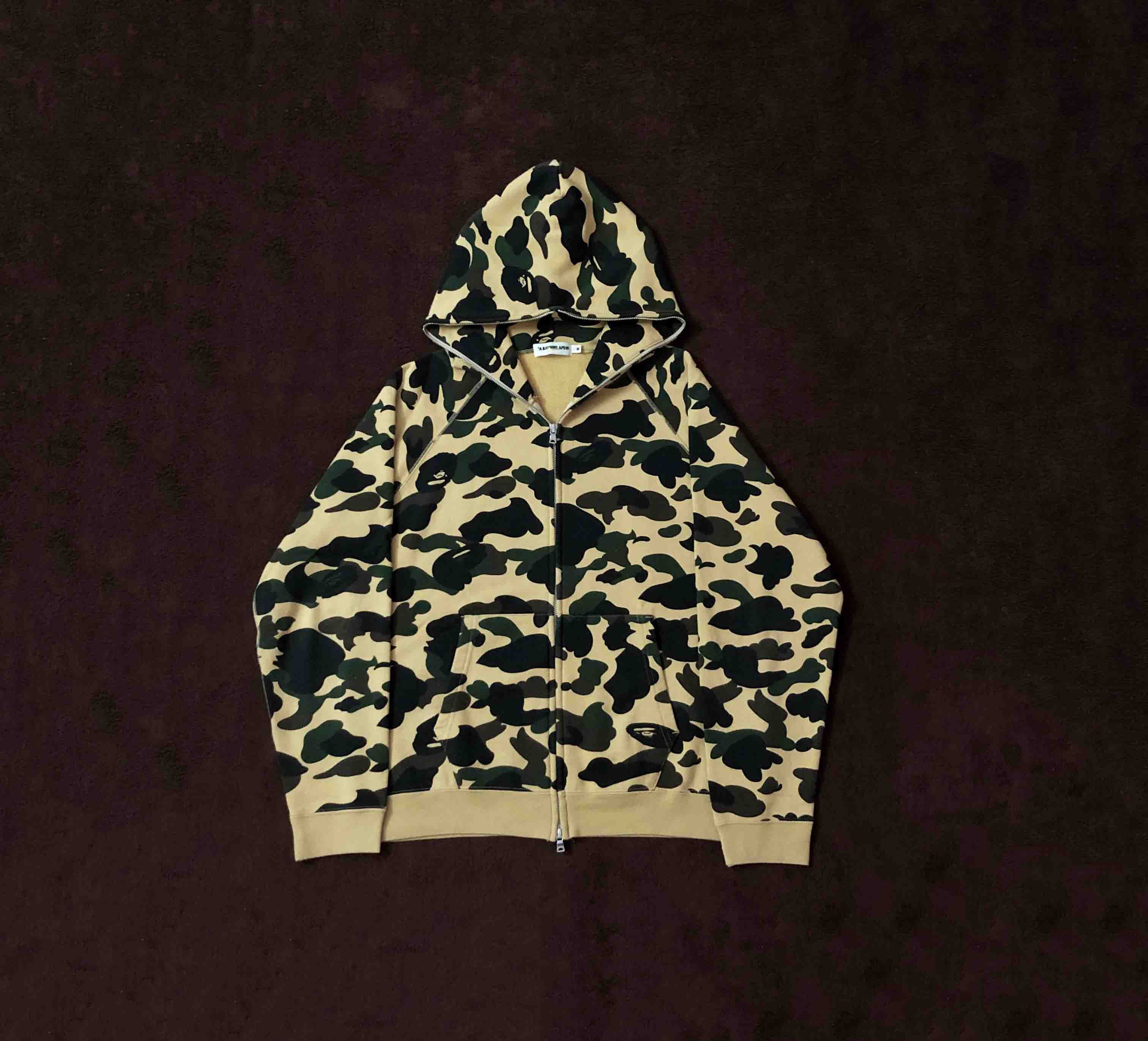 Bape Bape Yellow Camo full Zip Up Hoodie | Grailed