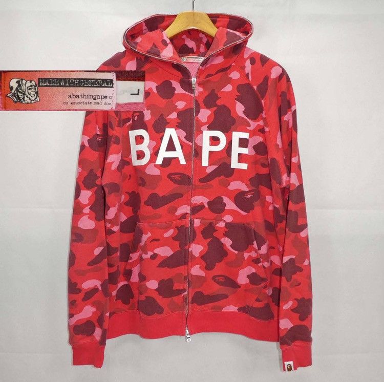 Bape Rare Bape spell out logo Nerd Camo red hoodie | Grailed