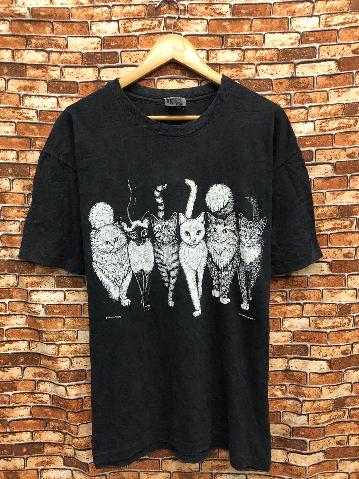 Hanes × Made In Usa × Vintage RARE TSHIRT VINTAGE HEP CAT 1986 PRINT ...