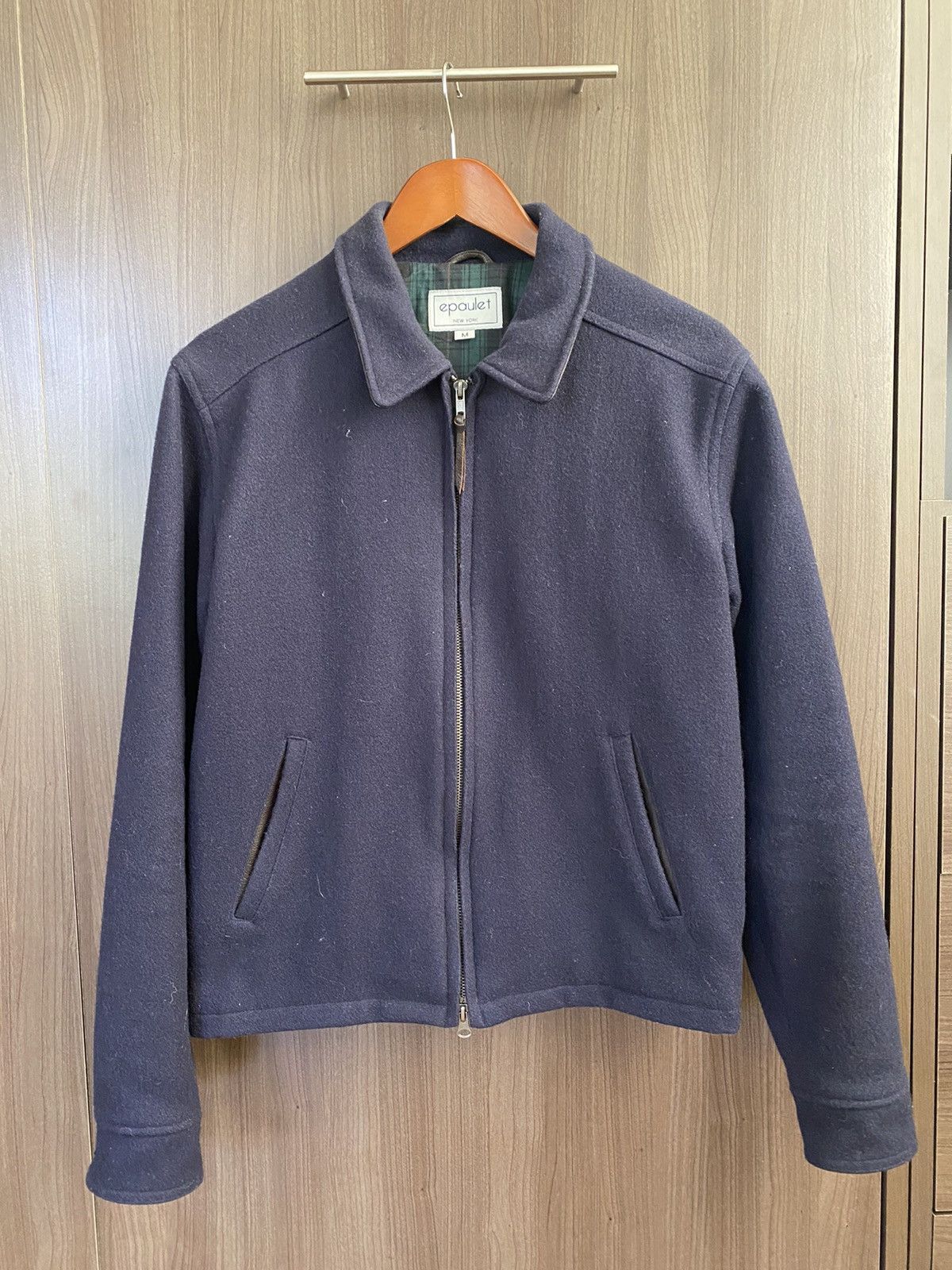 Epaulet Epaulet Melton Navy Bomber Jacket w/ Leather Details | Grailed