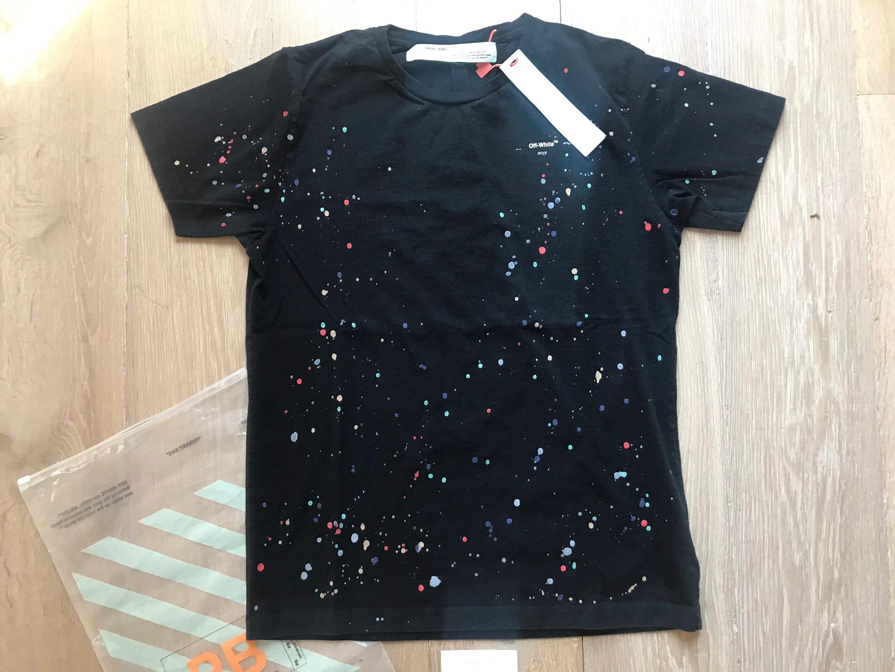 Off-White Off White Paint Splatter Black T Shirt size L | Grailed