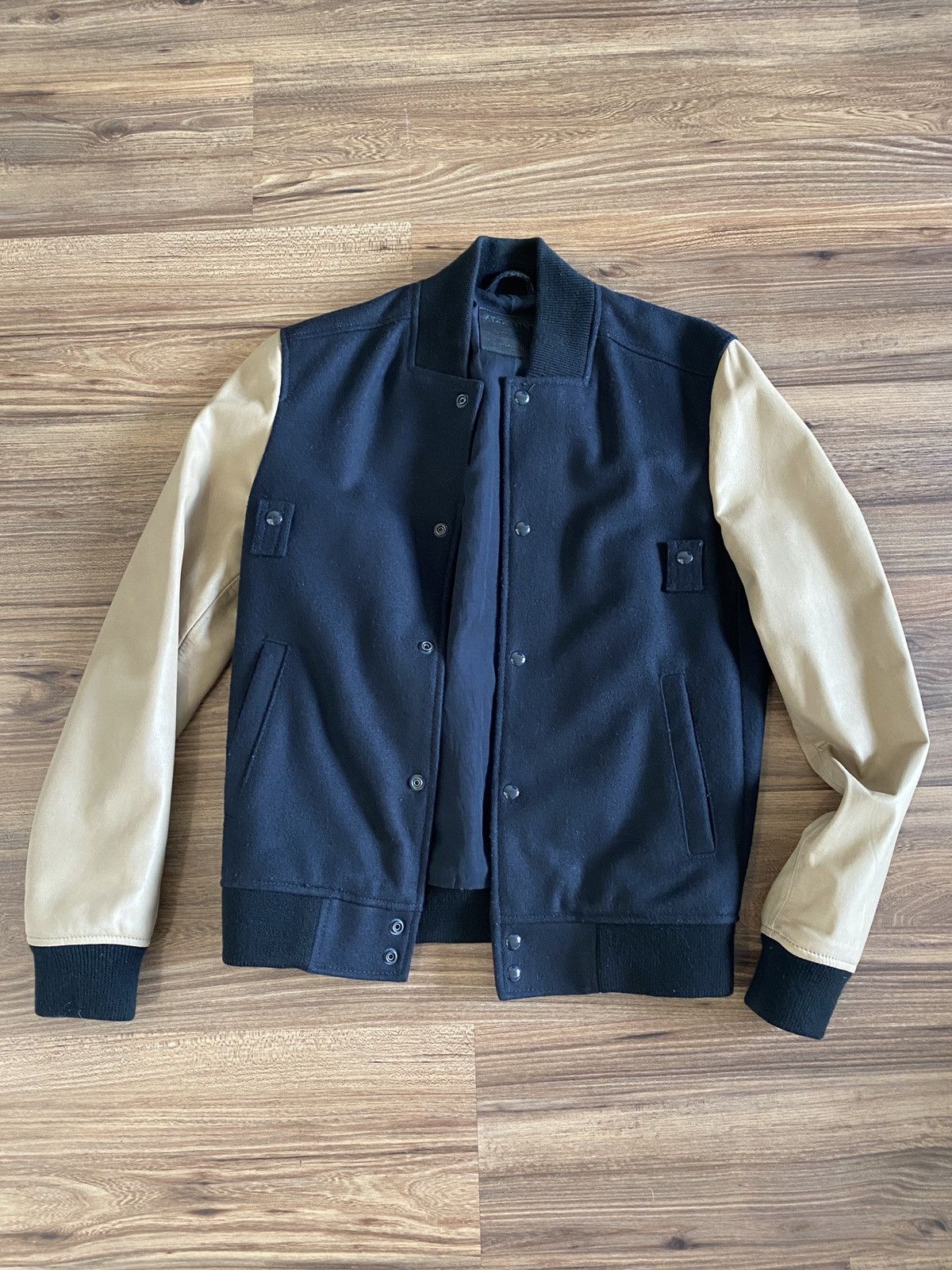 Allsaints Varsity Jacket with Leather Arms | Grailed
