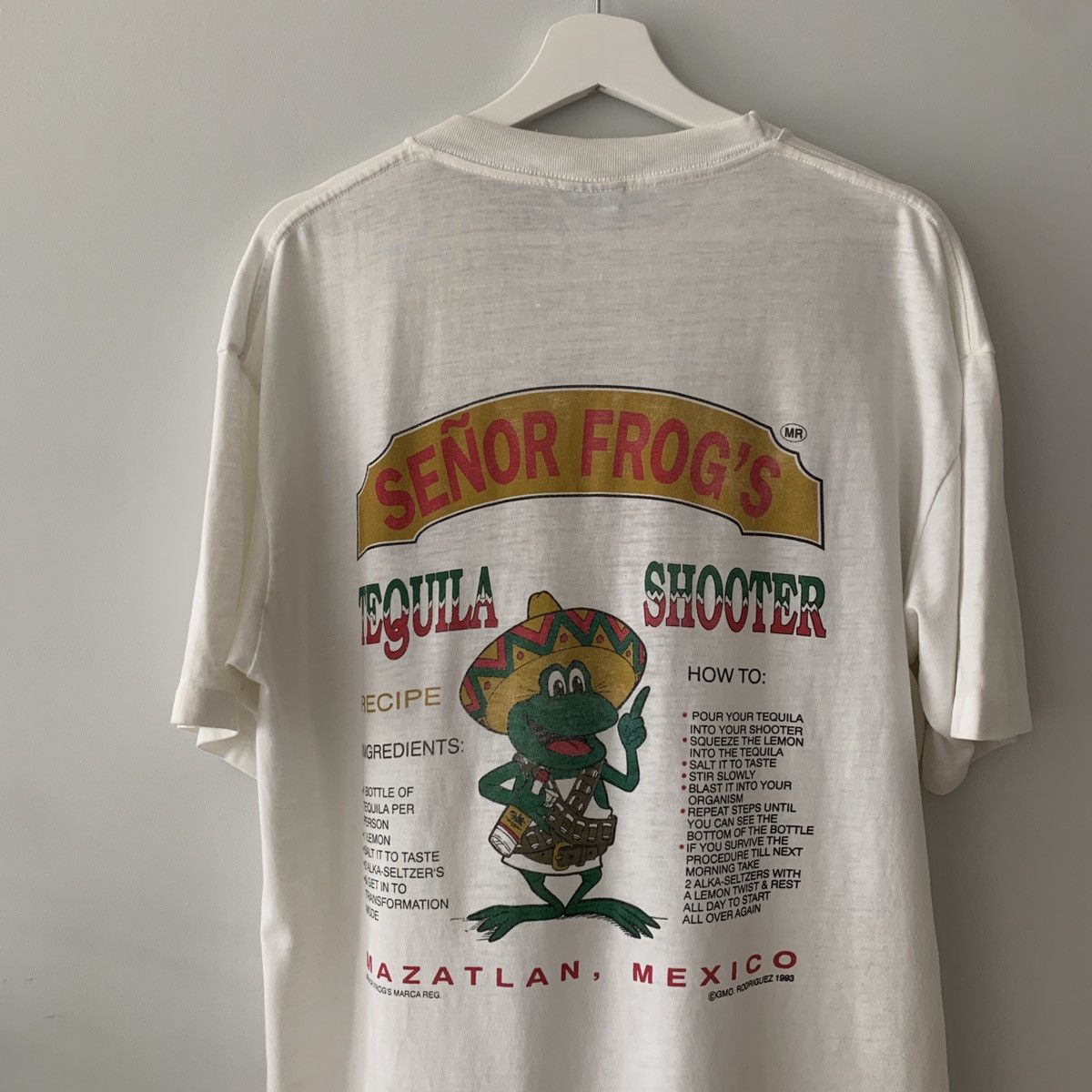 Vintage 1993 90s Single Stitched Señor Frogs Tequila Shirt Travis | Grailed