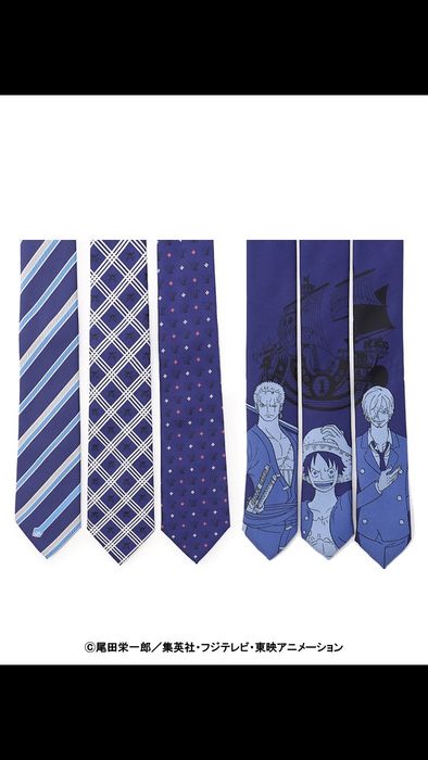 Japanese Brand ONE PIECE Tie 3 types set Luffy Zoro Sanji NVY | Grailed