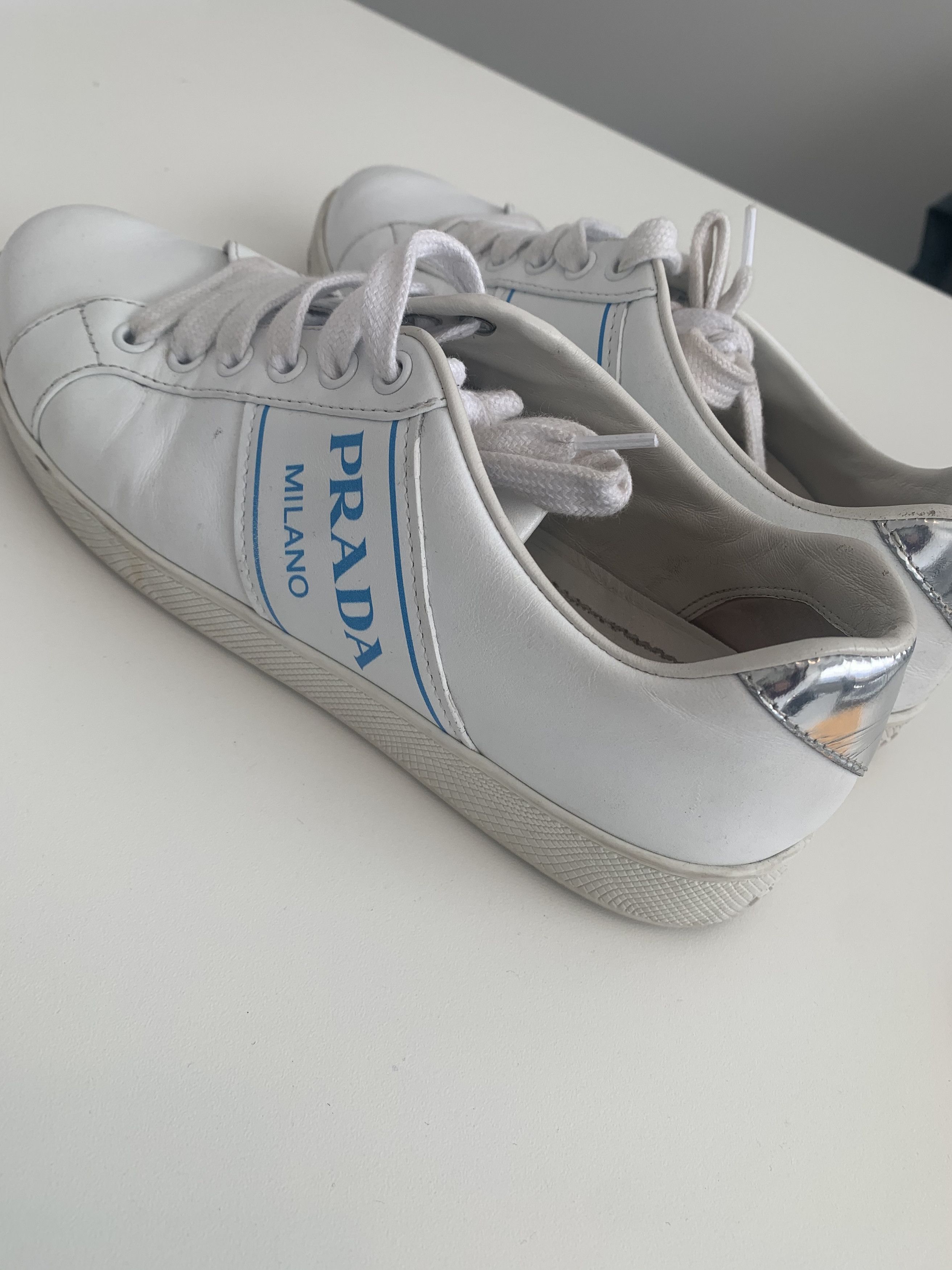 Prada Prada Blue Logo Lowtop Sneakers | Grailed