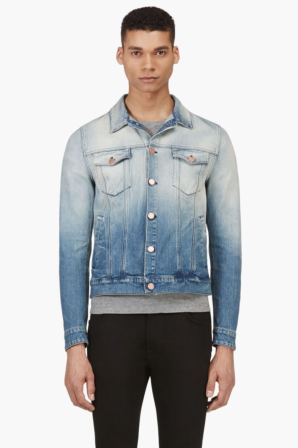 Band Of Outsiders * LAST DROP * Dipped Dyed Fitted Ombre Denim Jacket ...