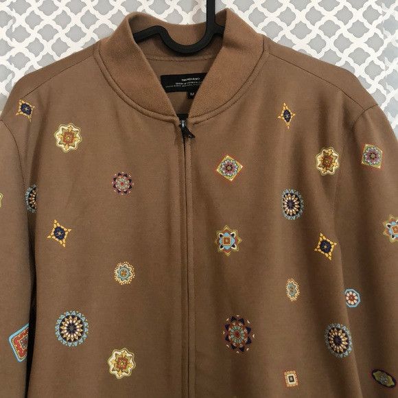 Trendiano Trendiano tan mosaic tile print bomber jacket | Grailed