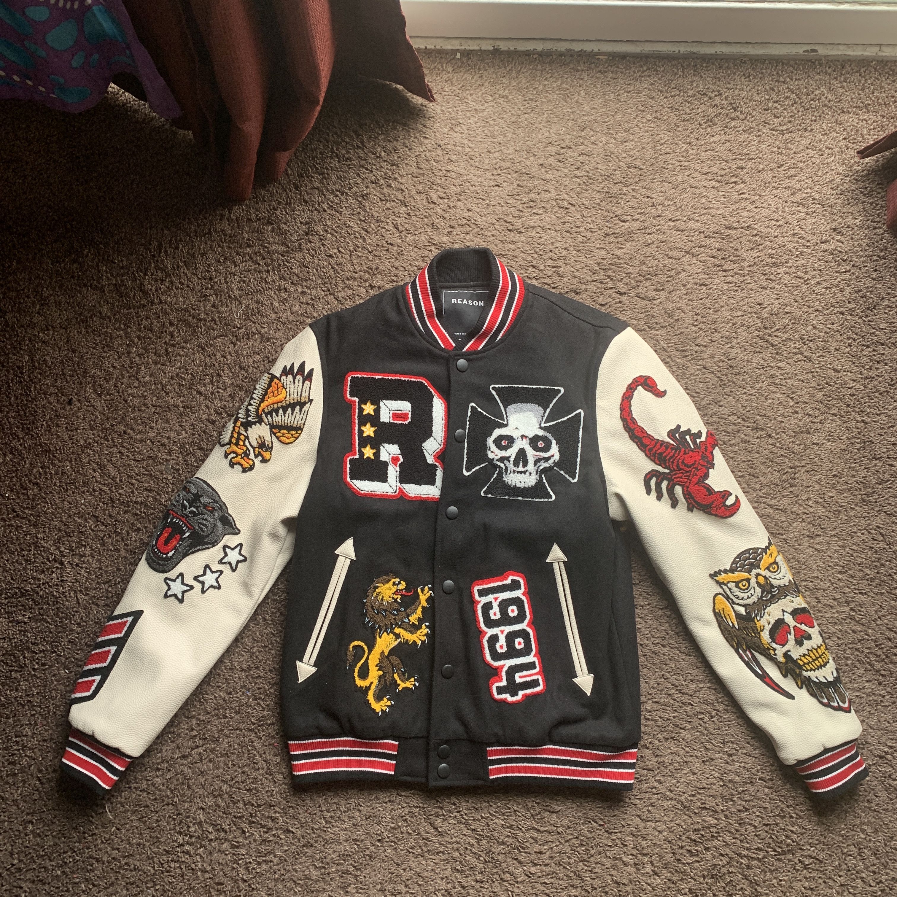 Reason Reason Patch Varsity Jacket | Grailed