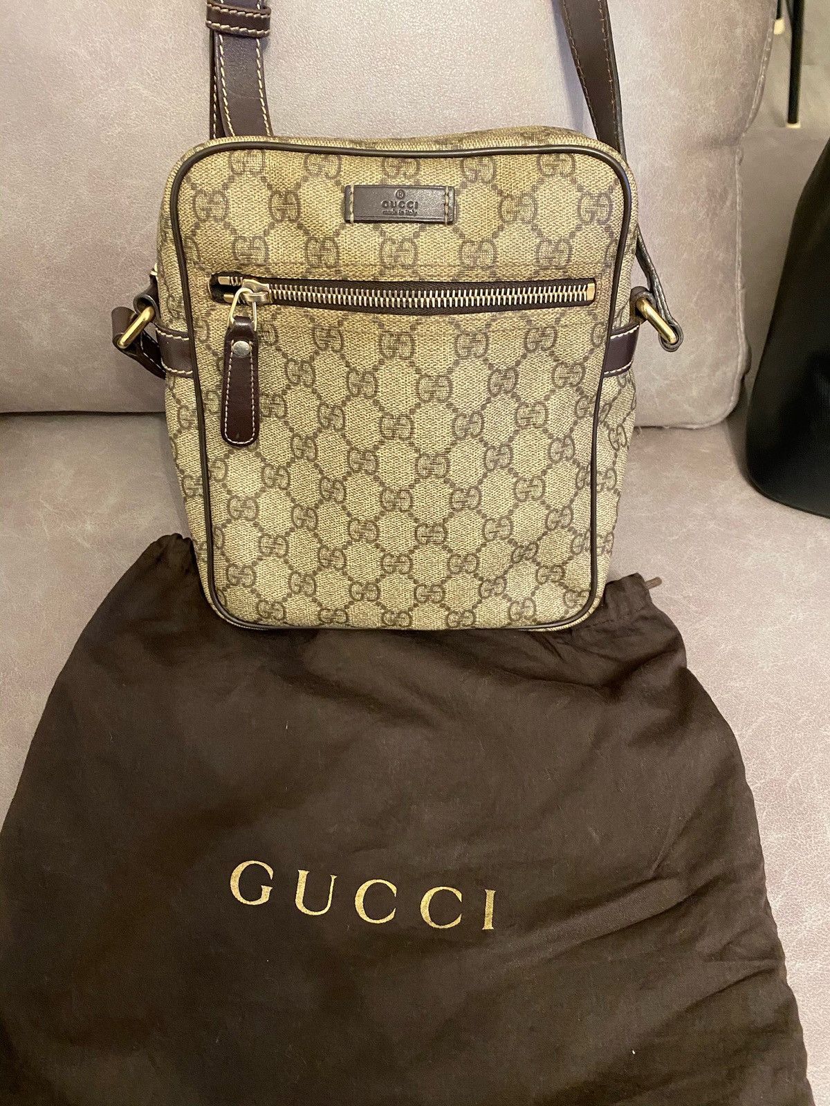 Gucci Rare Gucci side bag monogram print with patches. | Grailed