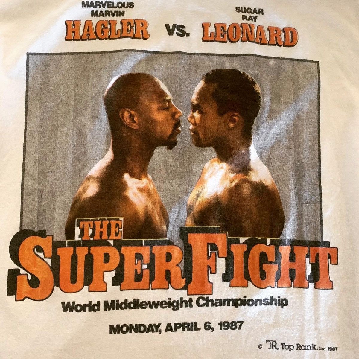 Vintage 1987 Sugar Ray Leonard v Marvin Hagler “The Super Fight” Tee | Grailed