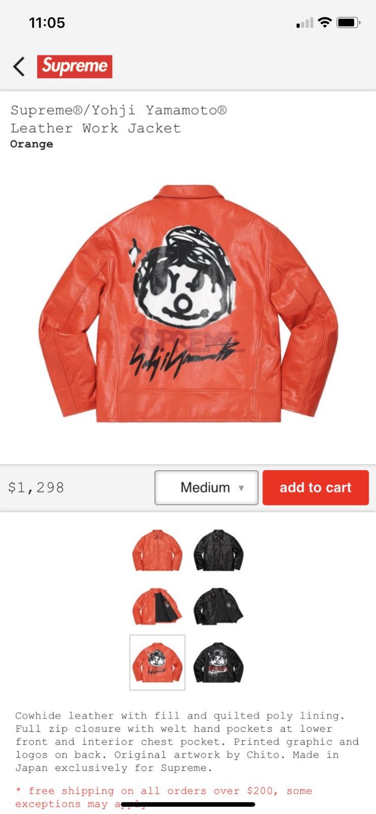 Supreme × Yohji Yamamoto Supreme x Yohji Yamamoto Leather Work Jacket ...