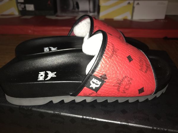 MCM Mcm red slides | Grailed