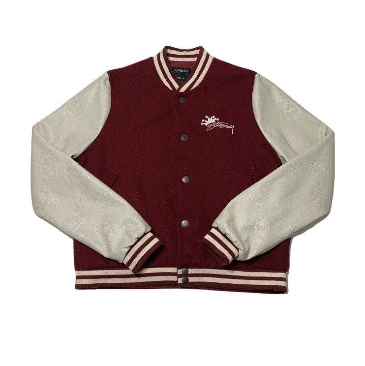 Streetwear × Stussy Red Stussy Varsity Jacket | Grailed