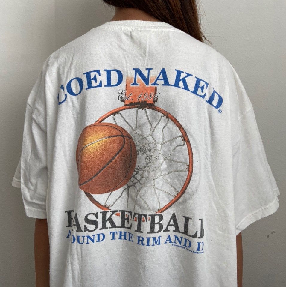 Vintage Vintage Basketball 'Co-Ed Naked' Graphics White Tee Shirt | Grailed