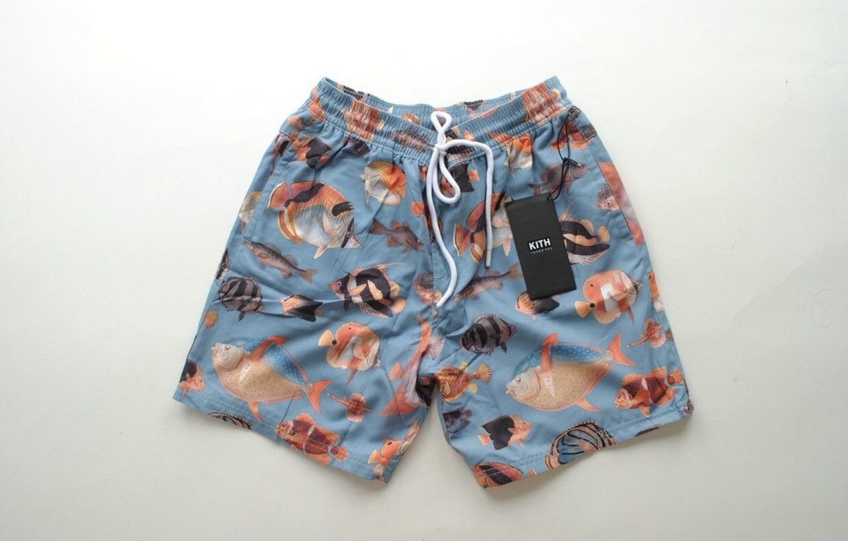 Kith × Ronnie Fieg NEW Kith Shorts BCH Tilden Fish Print Swim Trunk ...
