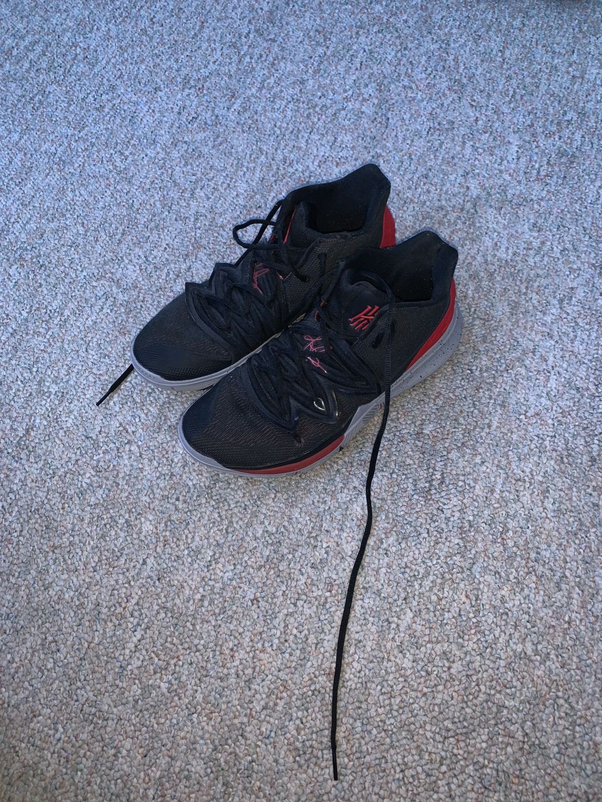 Nike custom kyrie 5 red and black | Grailed