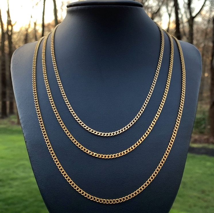 Cuban Link Chain × Jewelry × Streetwear Micro Cuban Link Chain Gold 16 ...