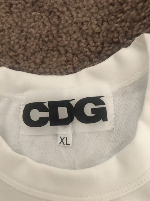 Comme des Garcons Short Sleeve White CDG 1986 ete logo print T-shirt ...