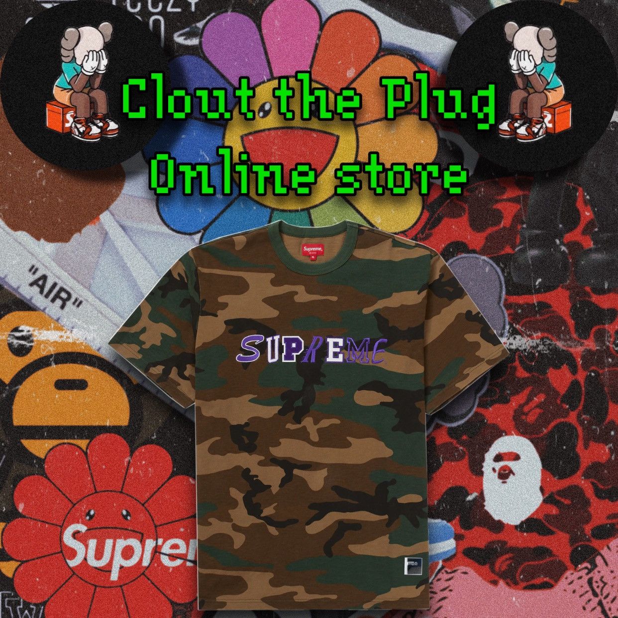 Supreme Supreme Collage Logo T-Shirt - Woodland Camo | Grailed