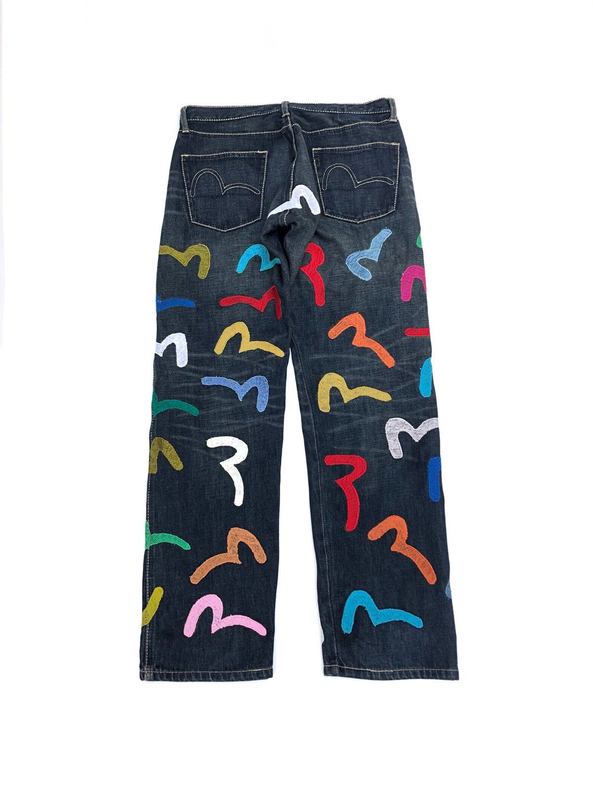 Custom × Evisu Evisu Multicolor Embroidery Denim Pants | Grailed
