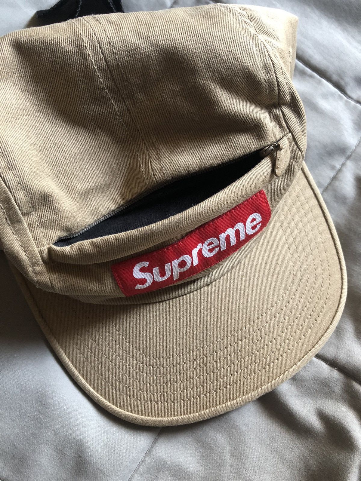 Supreme Front Panel Zip Camp Hat | Grailed