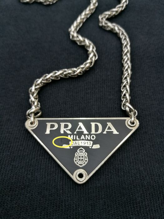 Prada 💥RARE💥Prada Triangle Necklace Chain Pendant Silver Colour | Grailed