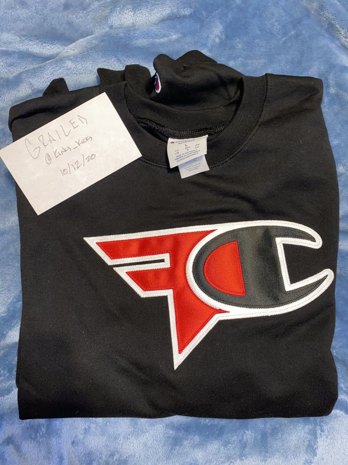 Champion × Faze Faze X Champion Black Crewneck Large | Grailed