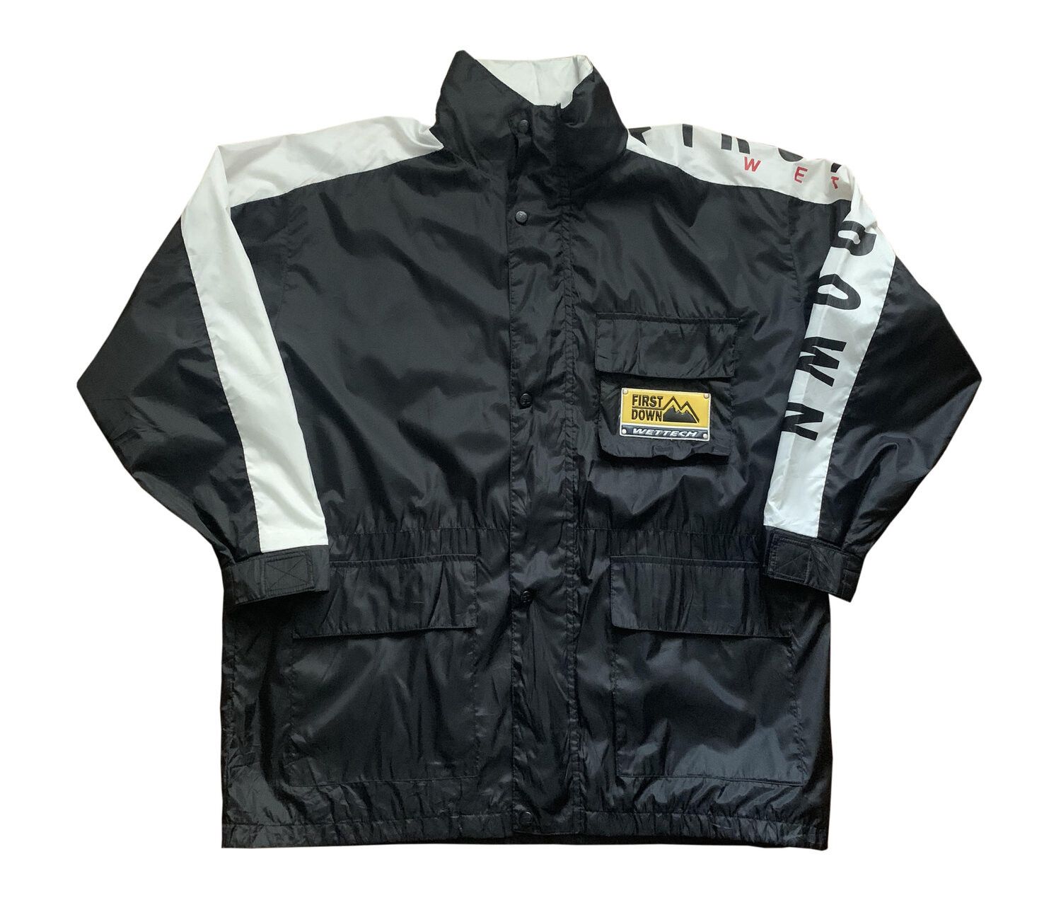 First Vintage First Down Black / White Wet Tech Windbreaker | Grailed