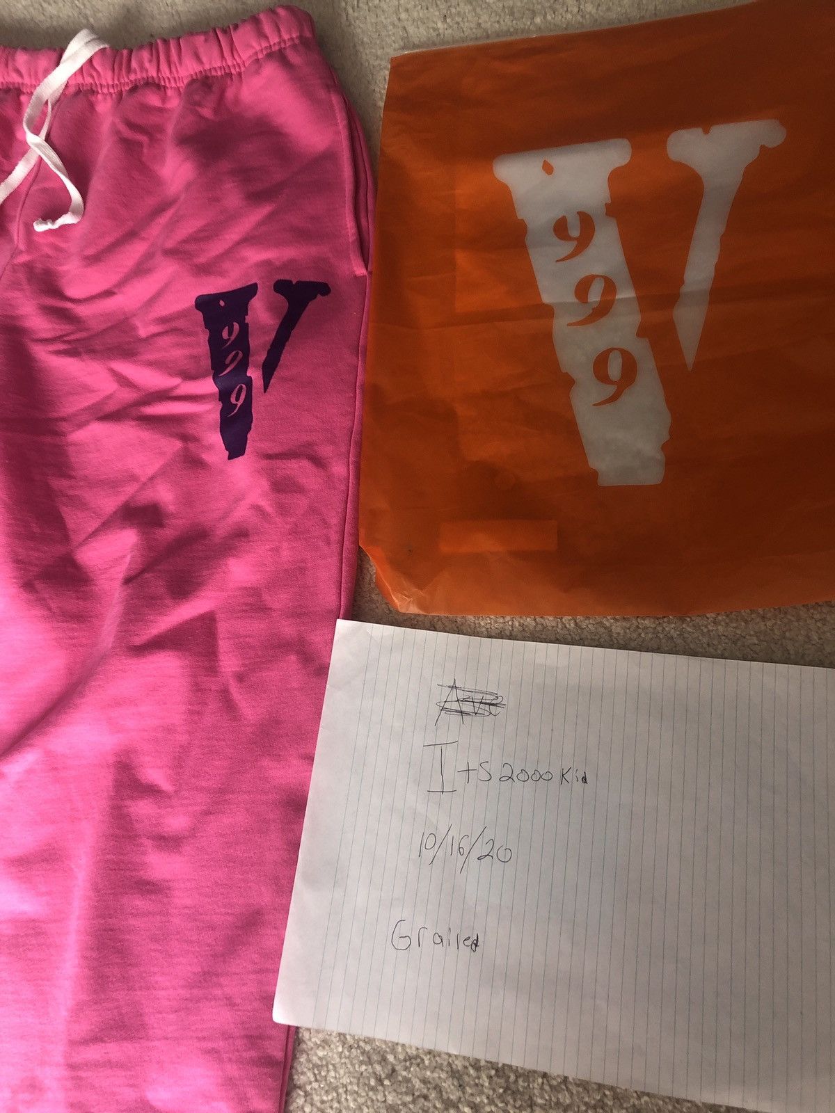999 Club × Vlone Pink vlone juice wrld joggers | Grailed