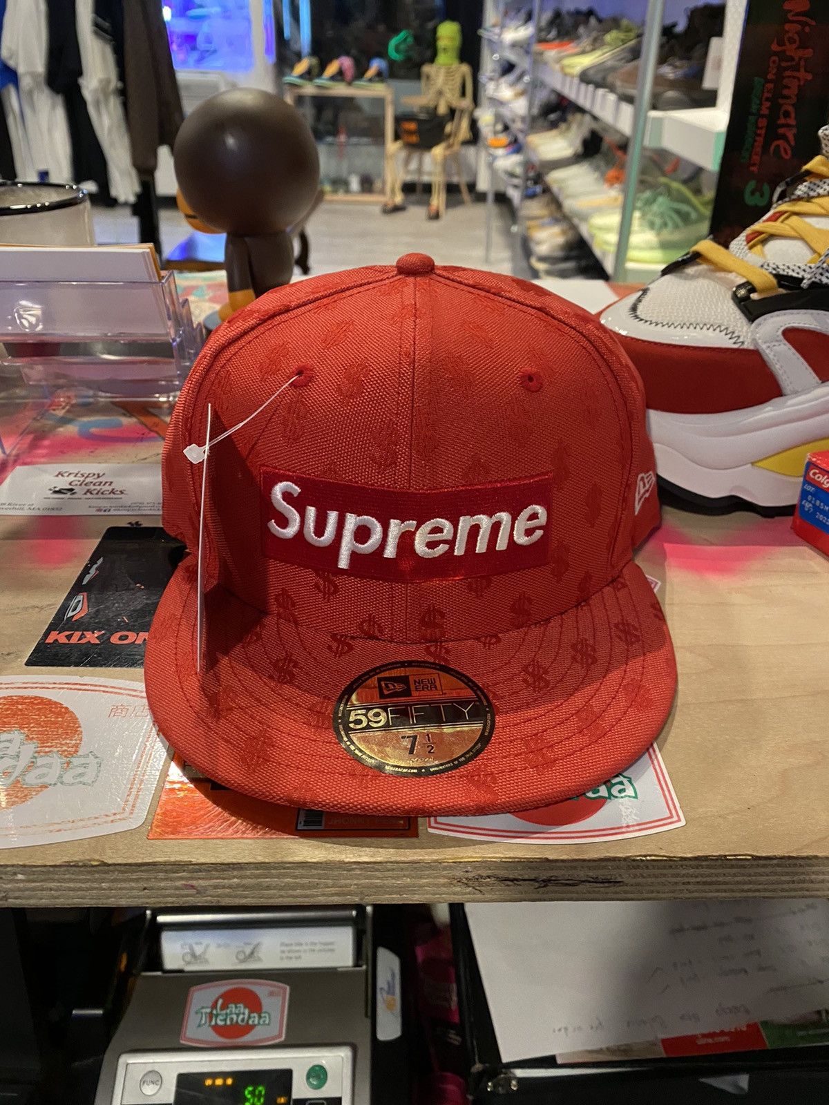 Supreme Red Supreme Monogram Box Logo Fitted Cap | Grailed