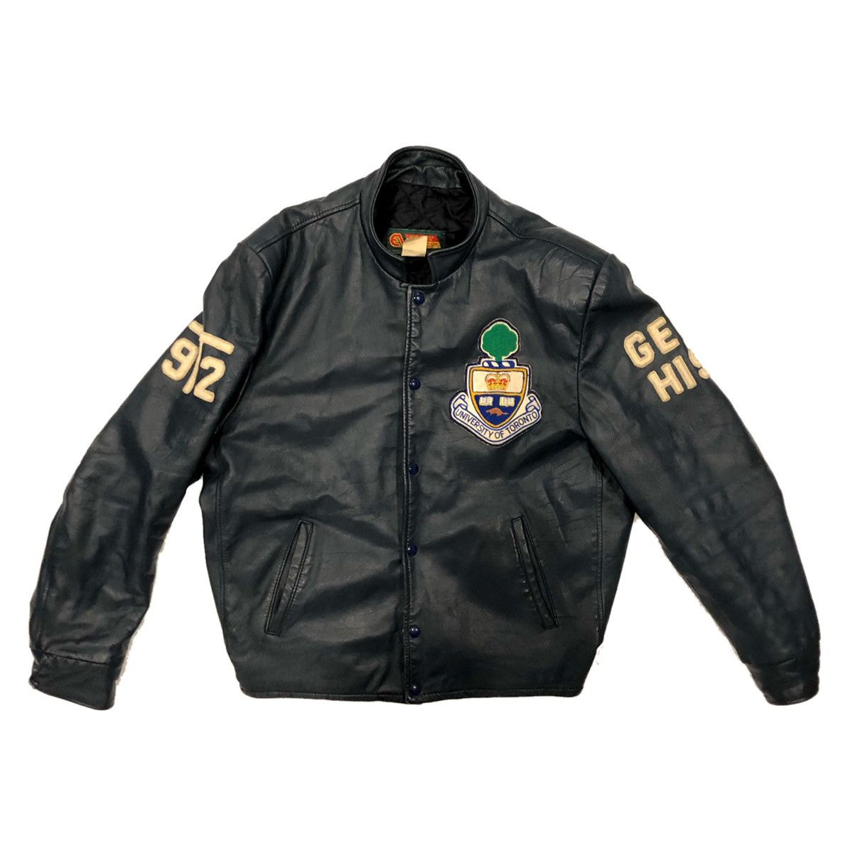 Canada × Leather Jacket × Vintage True Vintage 1992 University of ...