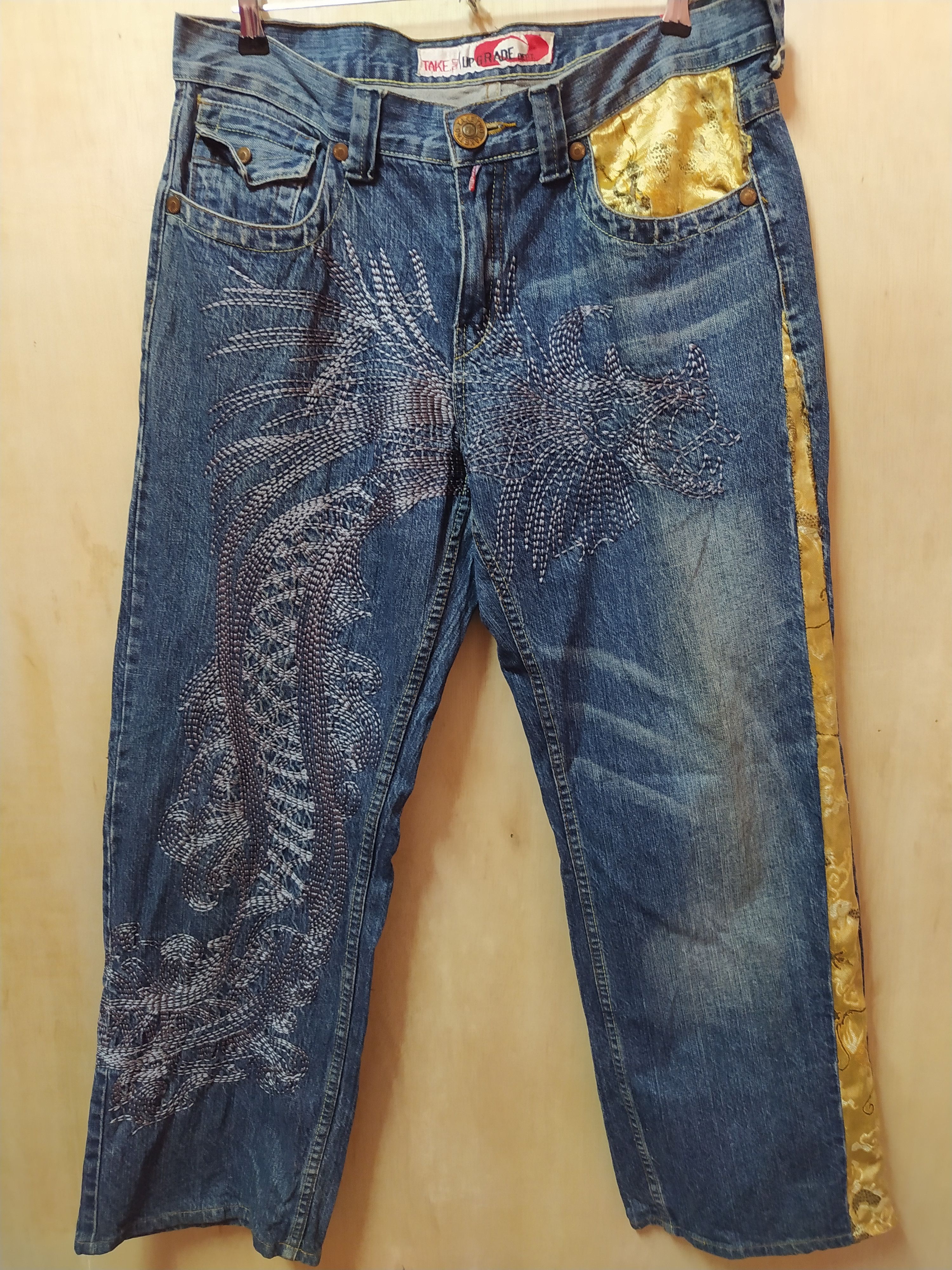 Japanese Brand TAKE TWO DRAGON EMBROIDERY DENIM JEANS | Grailed