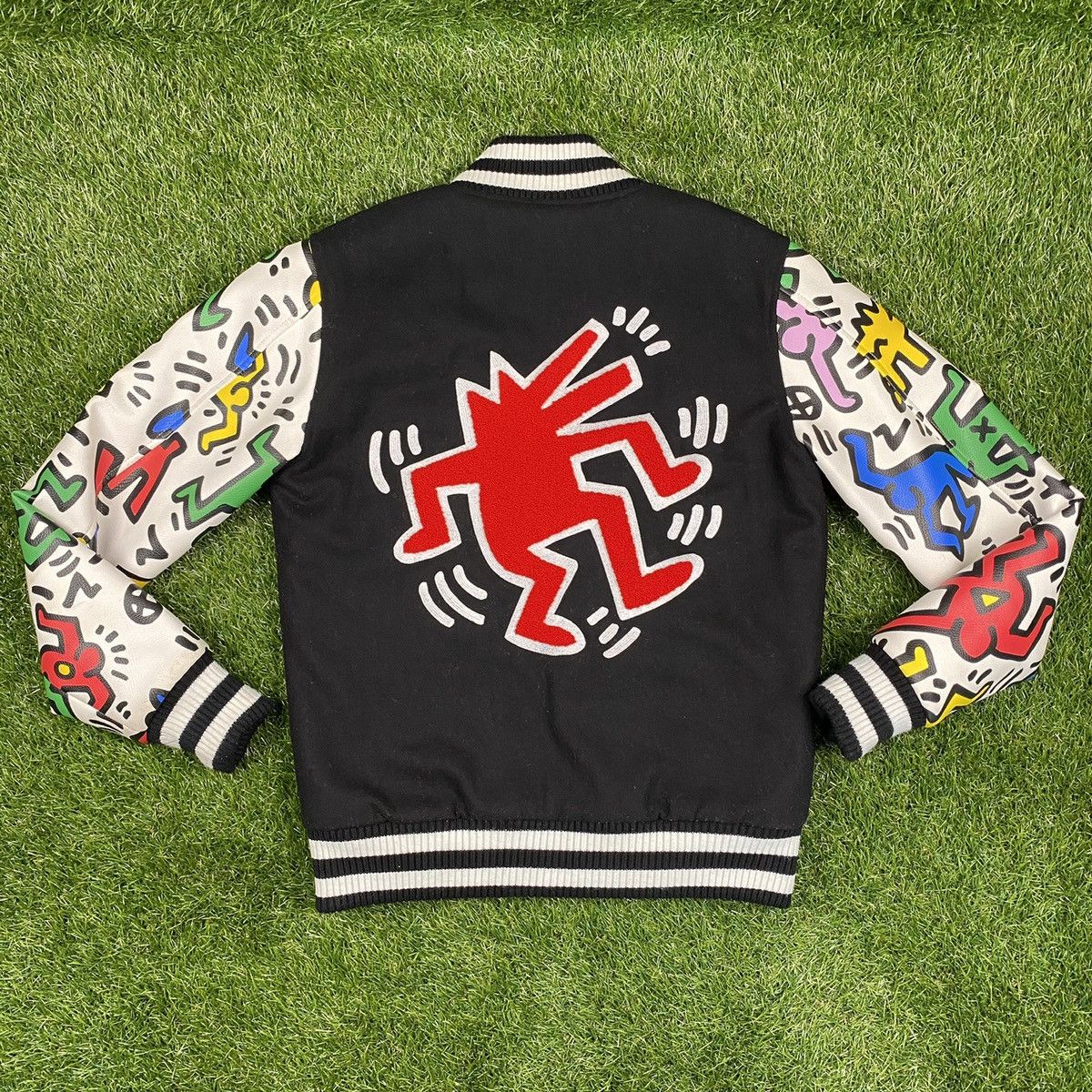 Joyrich × Keith Haring × Streetwear Joyrich x Keith Haring Man & Dog Varsity Jacket 2013 | Grailed