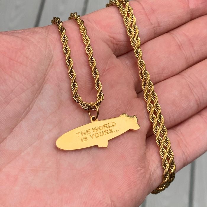 Streetwear The World Is Yours Blimp Scarface Pendant + Rope Chain Gold ...