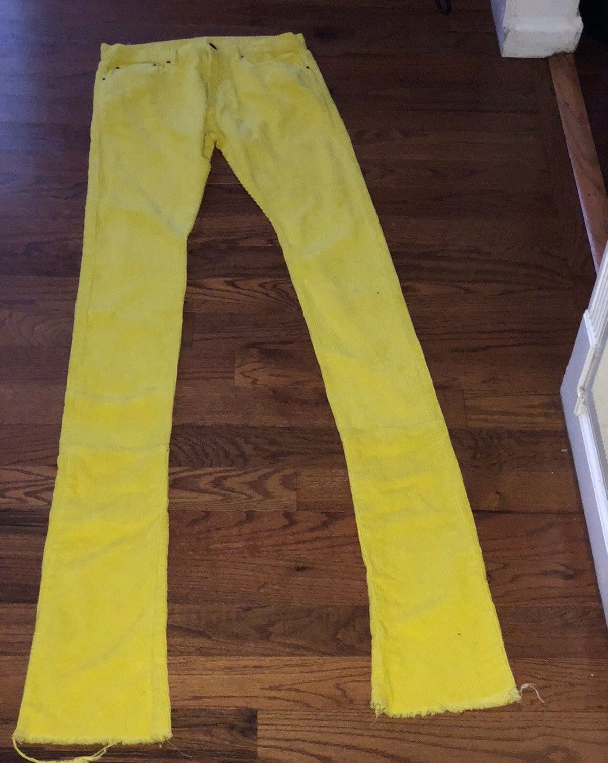 Custom Yellow stack denim | Grailed