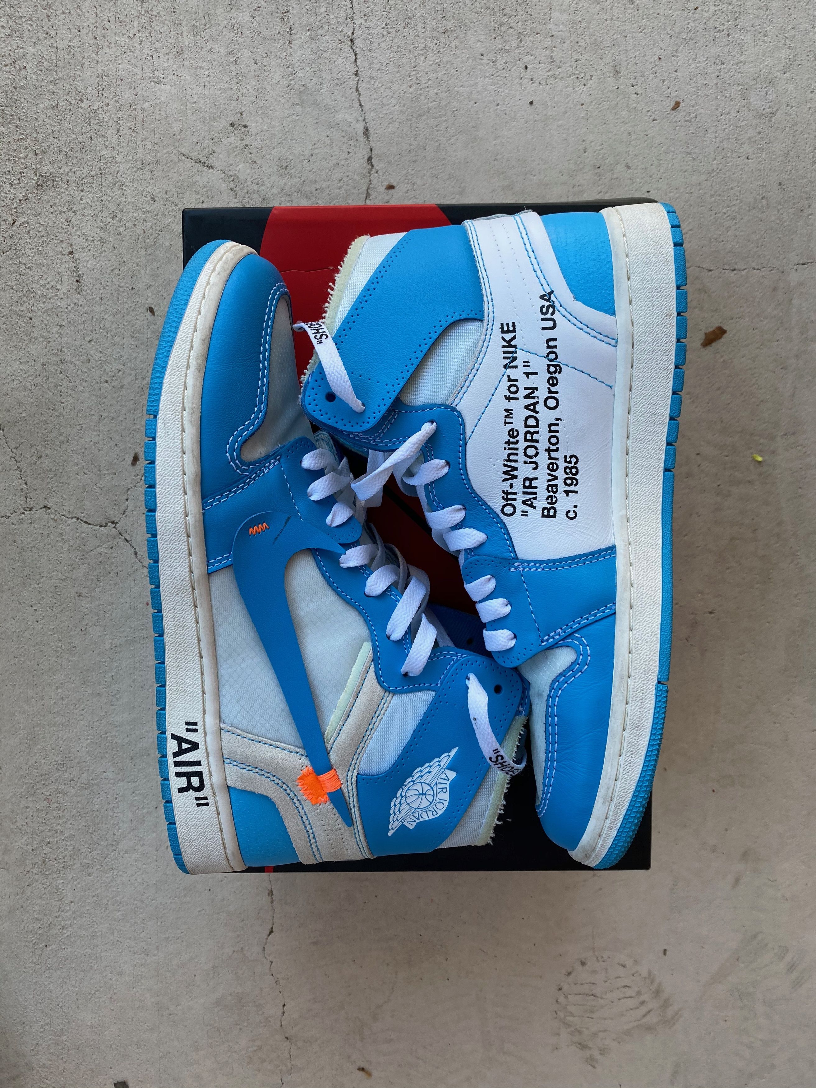 Jordan Brand OFF WHITE x Air Jordan 1 Retro High OG UNC | Grailed