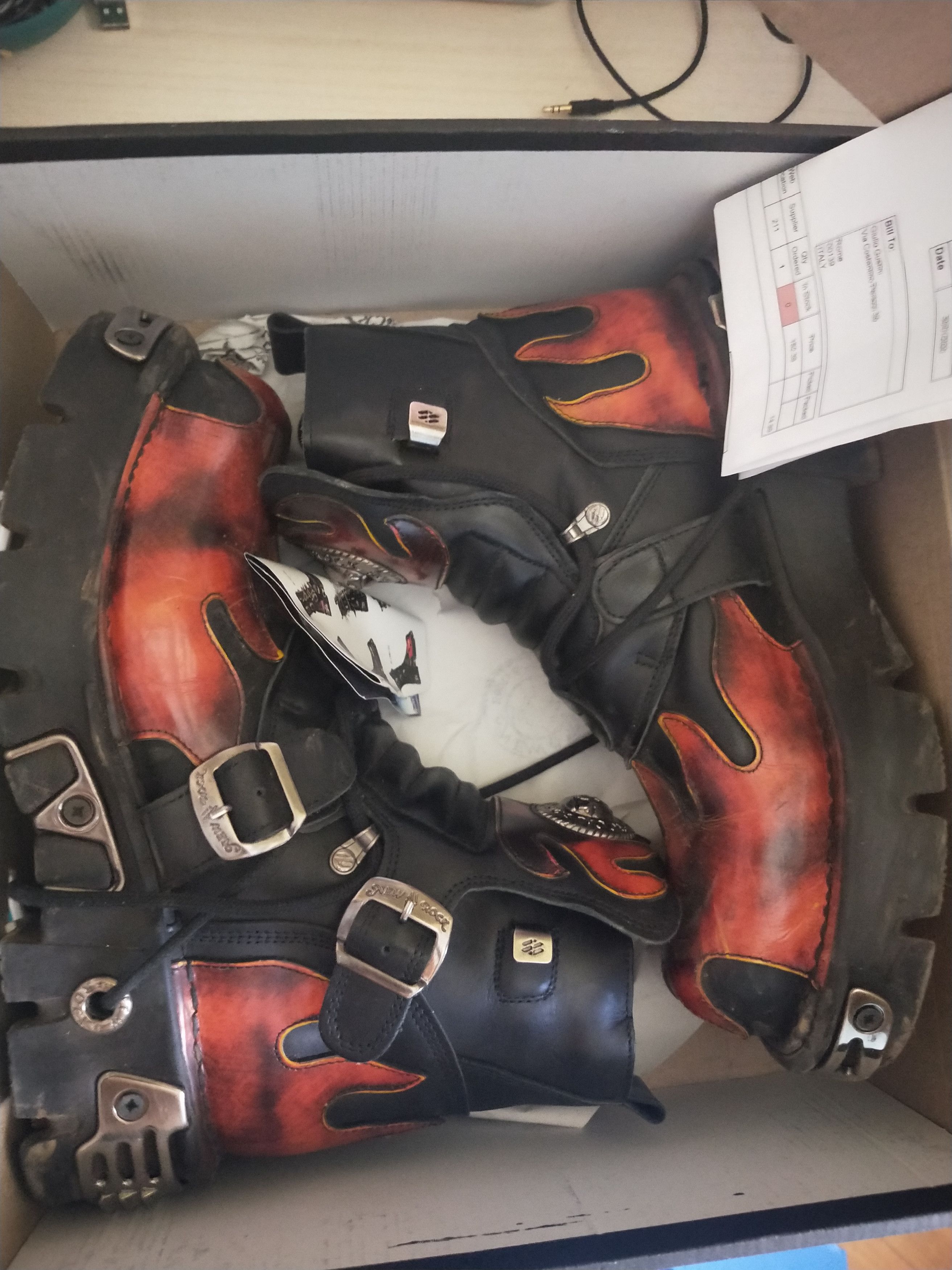 New Rock New Rock Reactor red flame ankle boots | Grailed