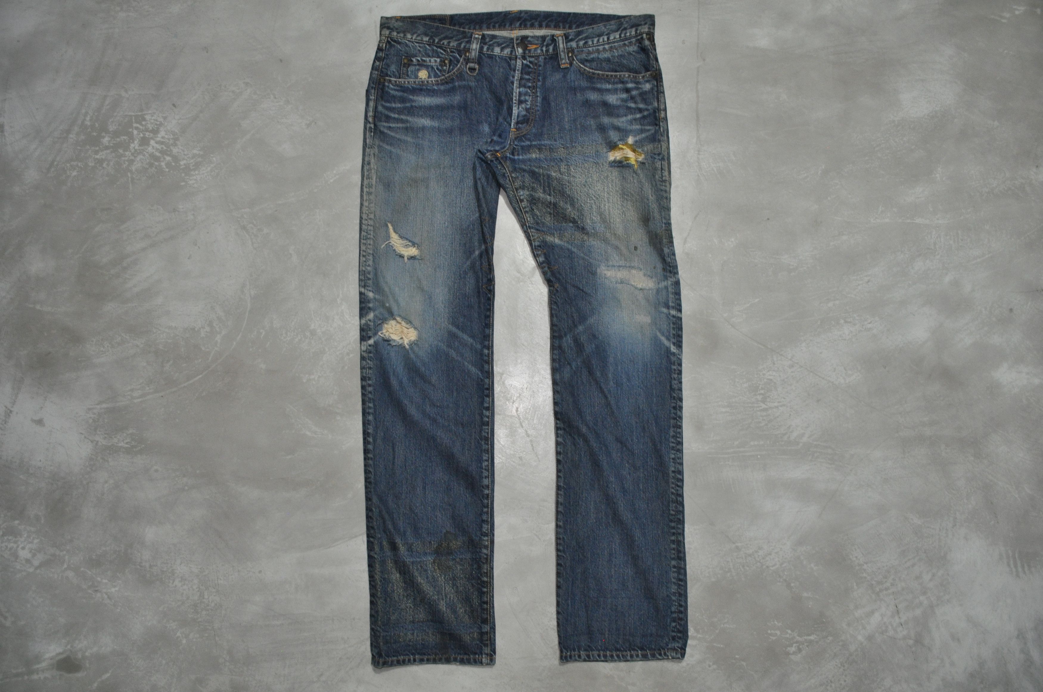 Mastermind Japan Mastermind Japan - Gold Stripe Distressed Denim | Grailed