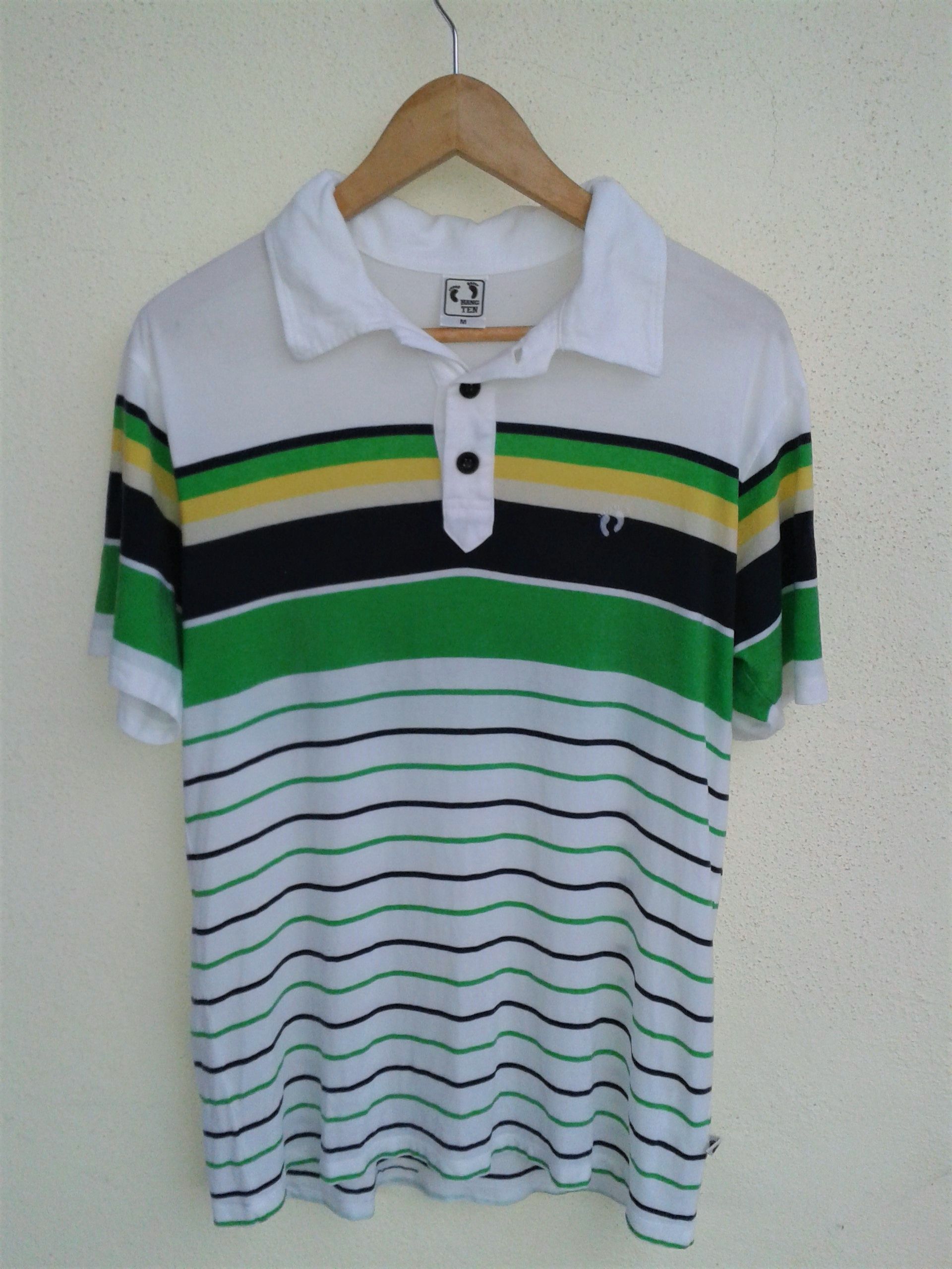 Hang Ten HANG TEN POLO SHIRT MEDIUM VINTAGE STRIPES MULTI COLORS RARE ...