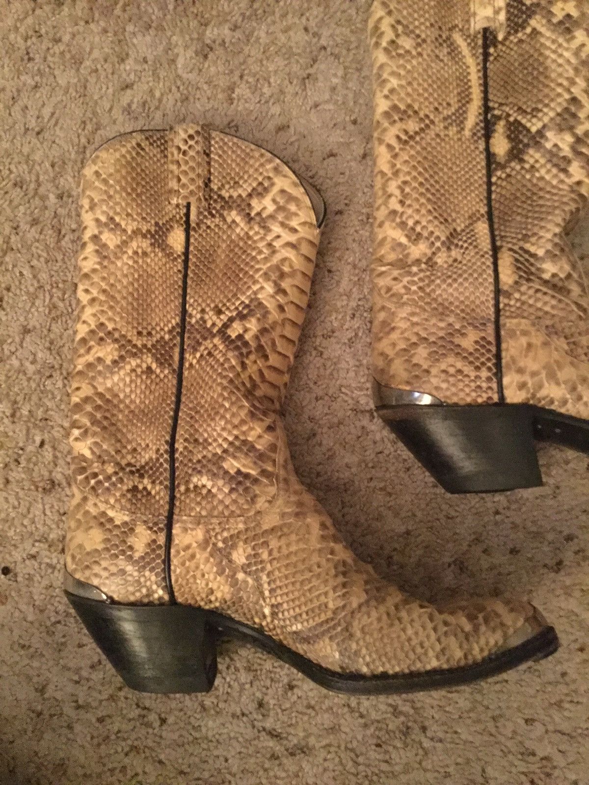 Tony Lama TONY LAMA VINTAGE FULL PYTHON SNAKESKIN COWBOY WESTERN BOOTS ...