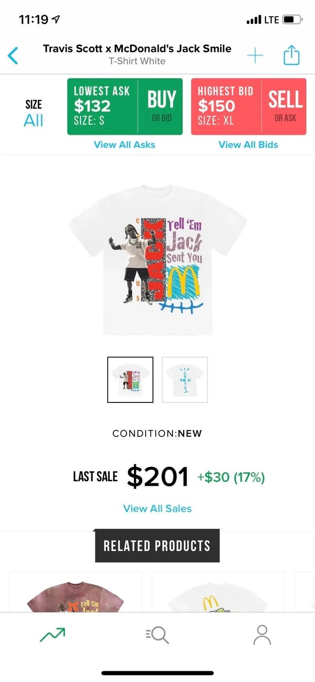 Travis Scott Travis Scott McDonald’s Smile Tee | Grailed