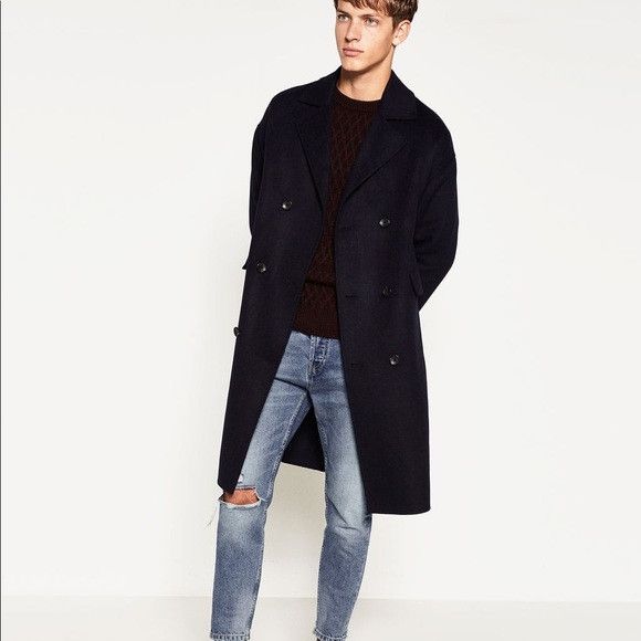 Zara Zara overcoat wool oversized unstructured double breasted | Grailed