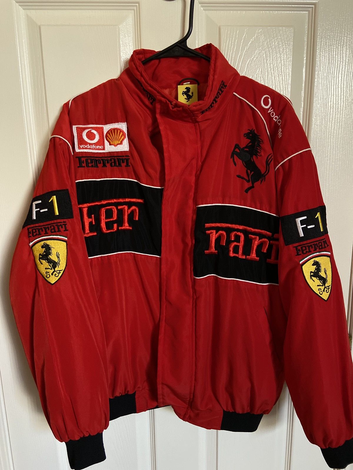 Ferrari × Vintage Ferrari Malbork Shell vodafone bomber jacket | Grailed