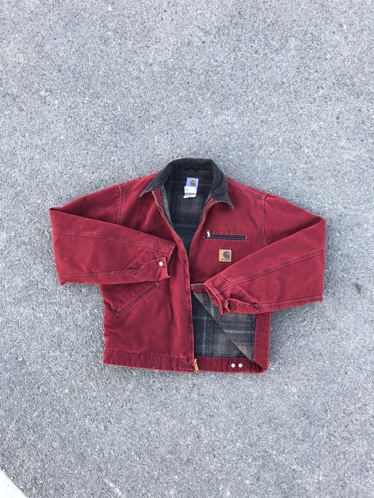 Vintage VTG Carhartt Blanket Lined Crimson Red Detroit Jacket M USA ...