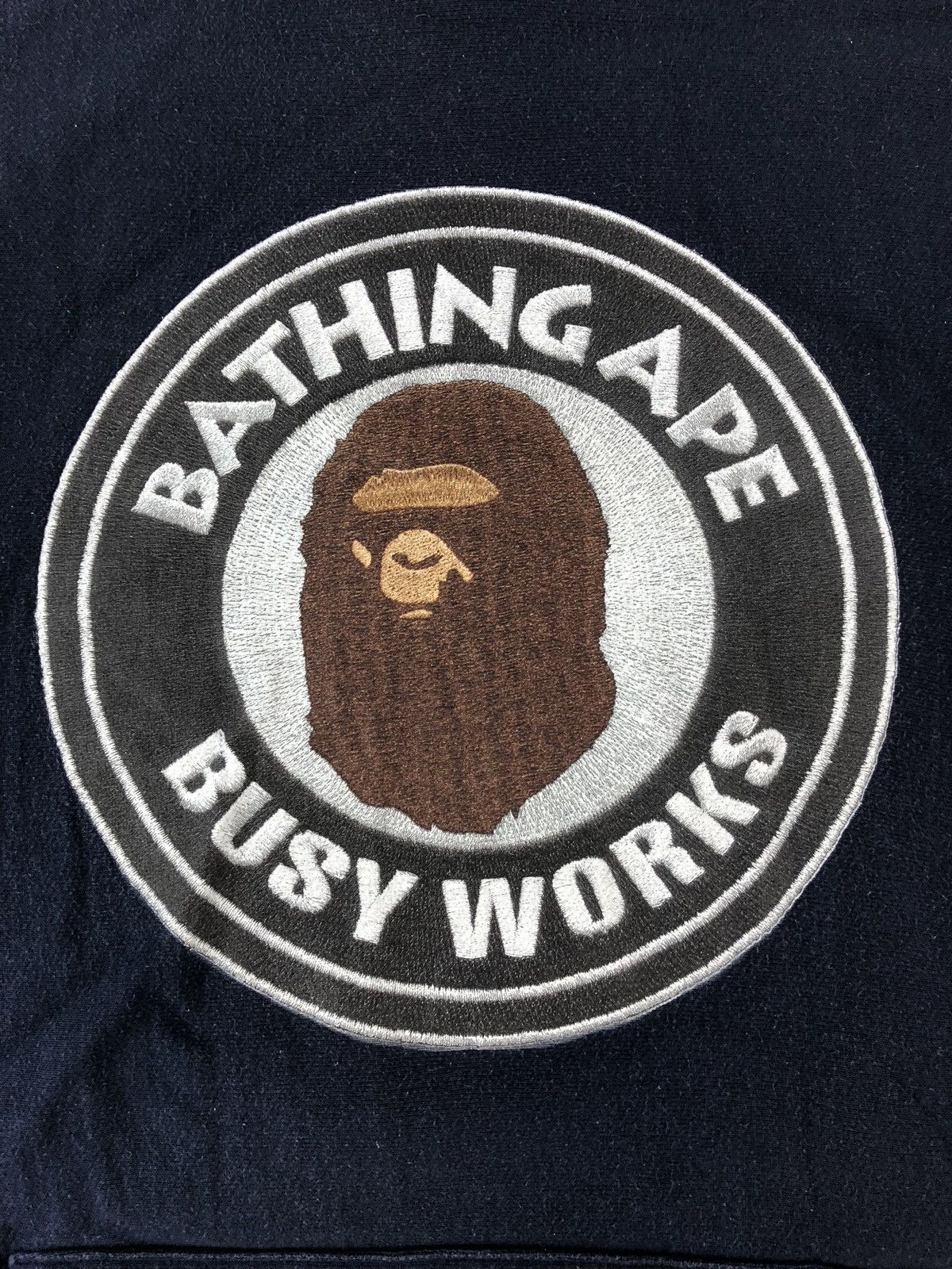 Bape 2000's Bape bathing ape college logo hoodie busy works | Grailed
